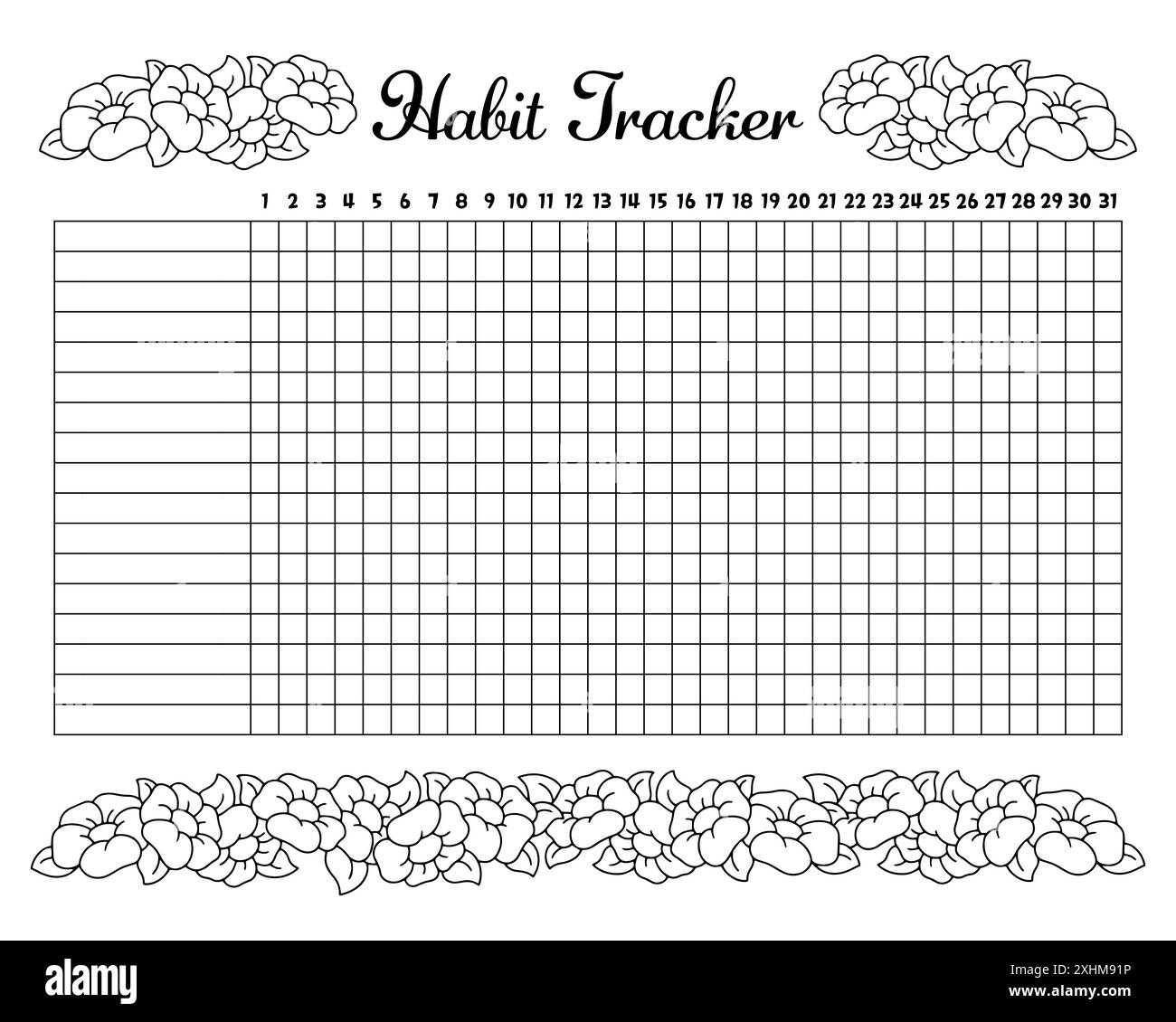Habit tracker to improve your life. Sheet template for printing. Vector ...