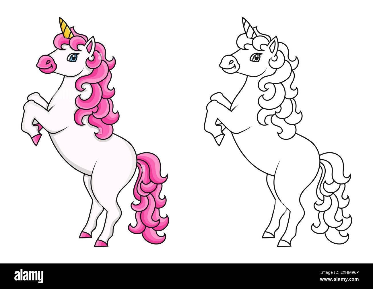 Cute unicorn. Magic fairy horse. Coloring book page for kids. Cartoon ...