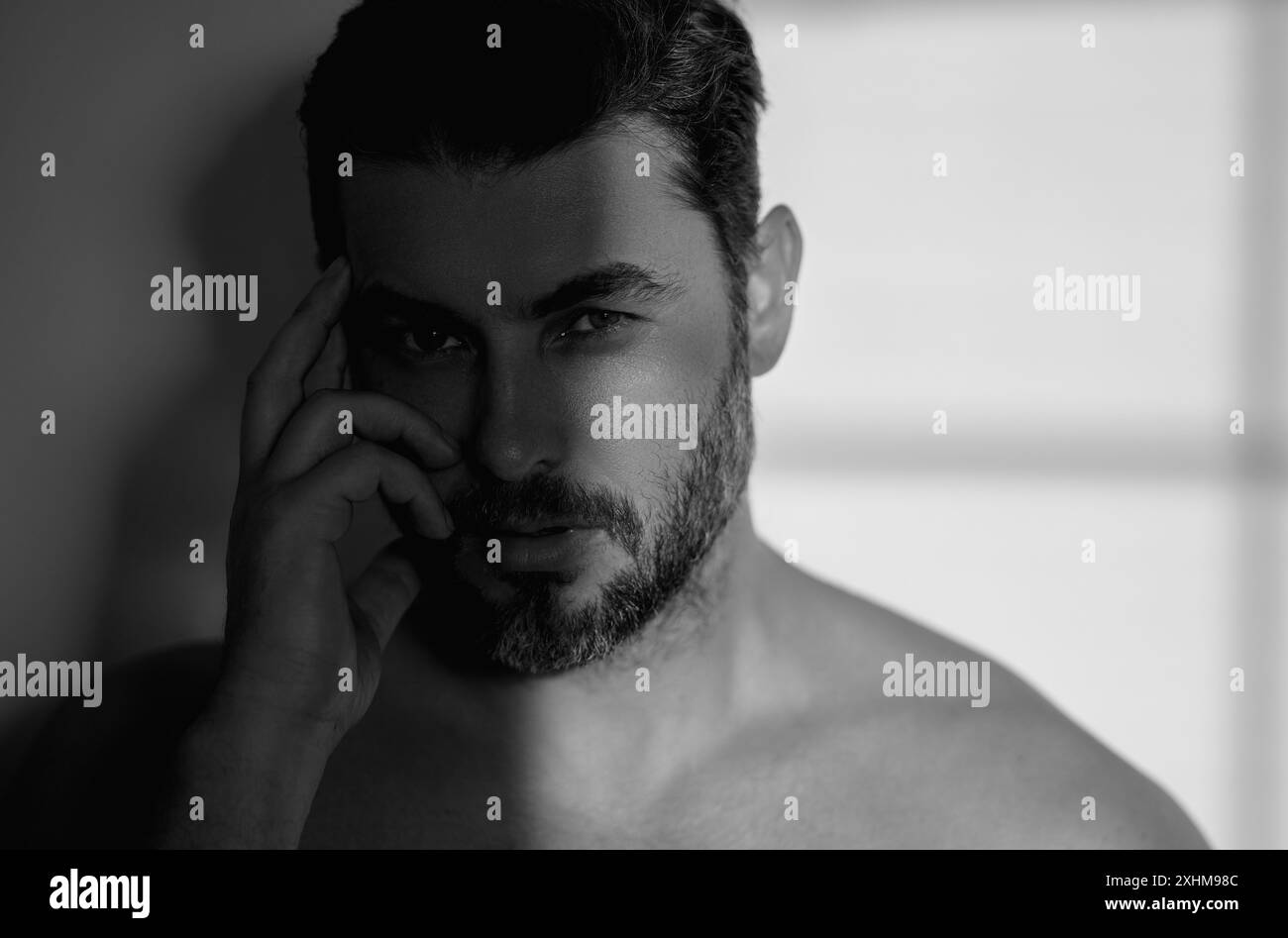Beautiful man with clean perfect skin. Beauty male skin care ...