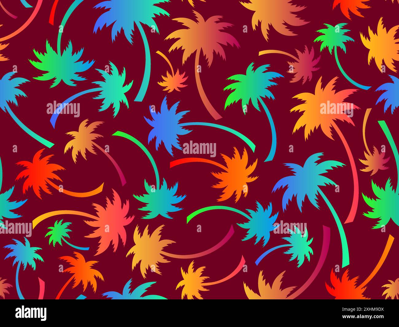 Palm trees seamless pattern. Colorful gradient palm trees. Background ...