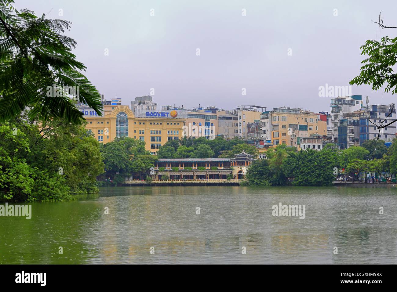 Historical yellow buildings of French Colonial style at Ha Noi Vietnam ...