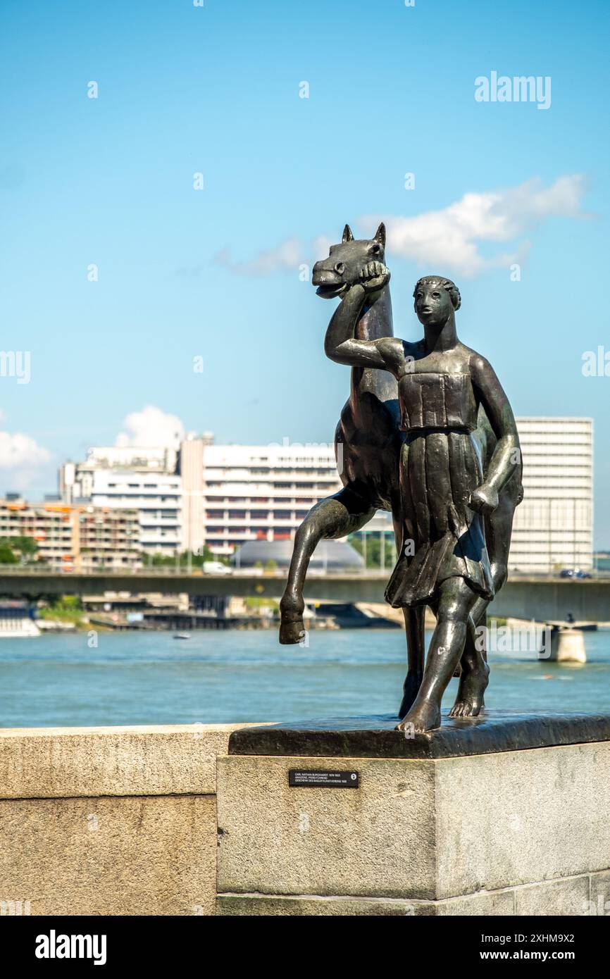 Sculpture by Carl Burckhardt placed on Mittlere Bruecke in Basel Stock ...