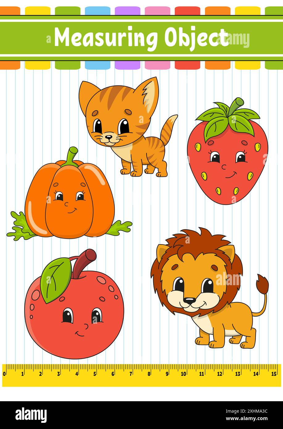 Measuring length in centimeter and millimeter. Education developing ...