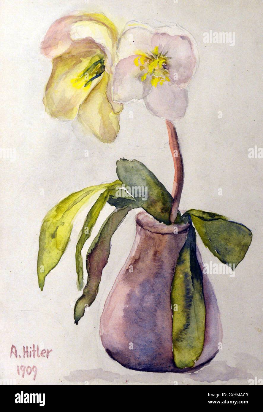 Stillleben mit Blumen, Gemälde von Adolf Hitler 1889-1945, Historisch ...