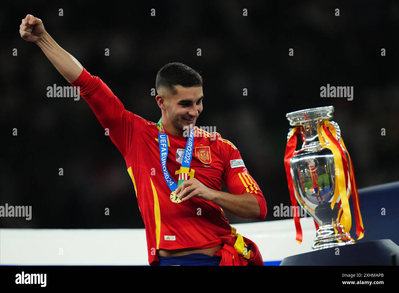 Berlin, Germany. 14th July, 2024. Ferran Torres of Spain celebrates the ...