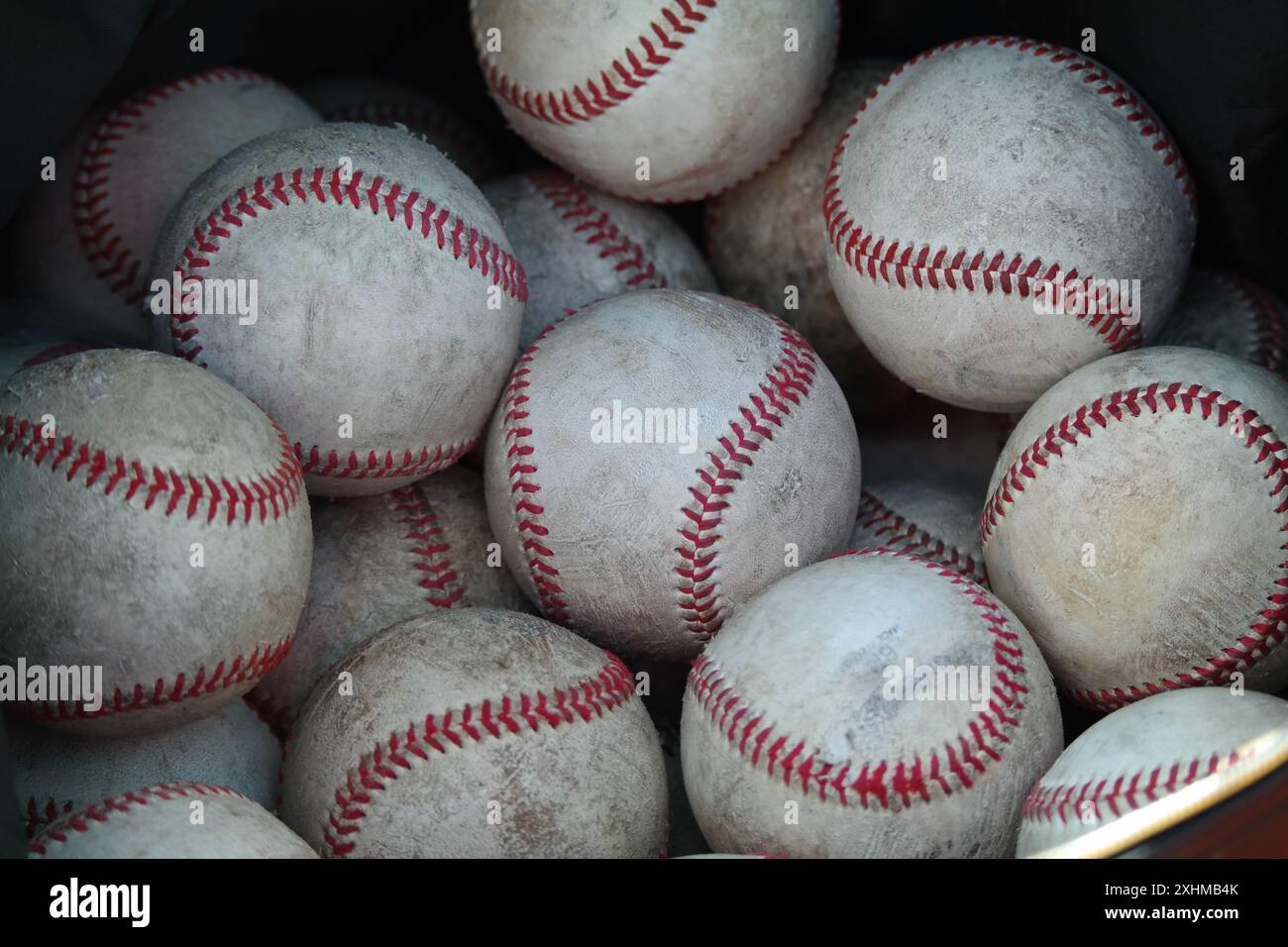 A pile of old baseballs Stock Photo - Alamy