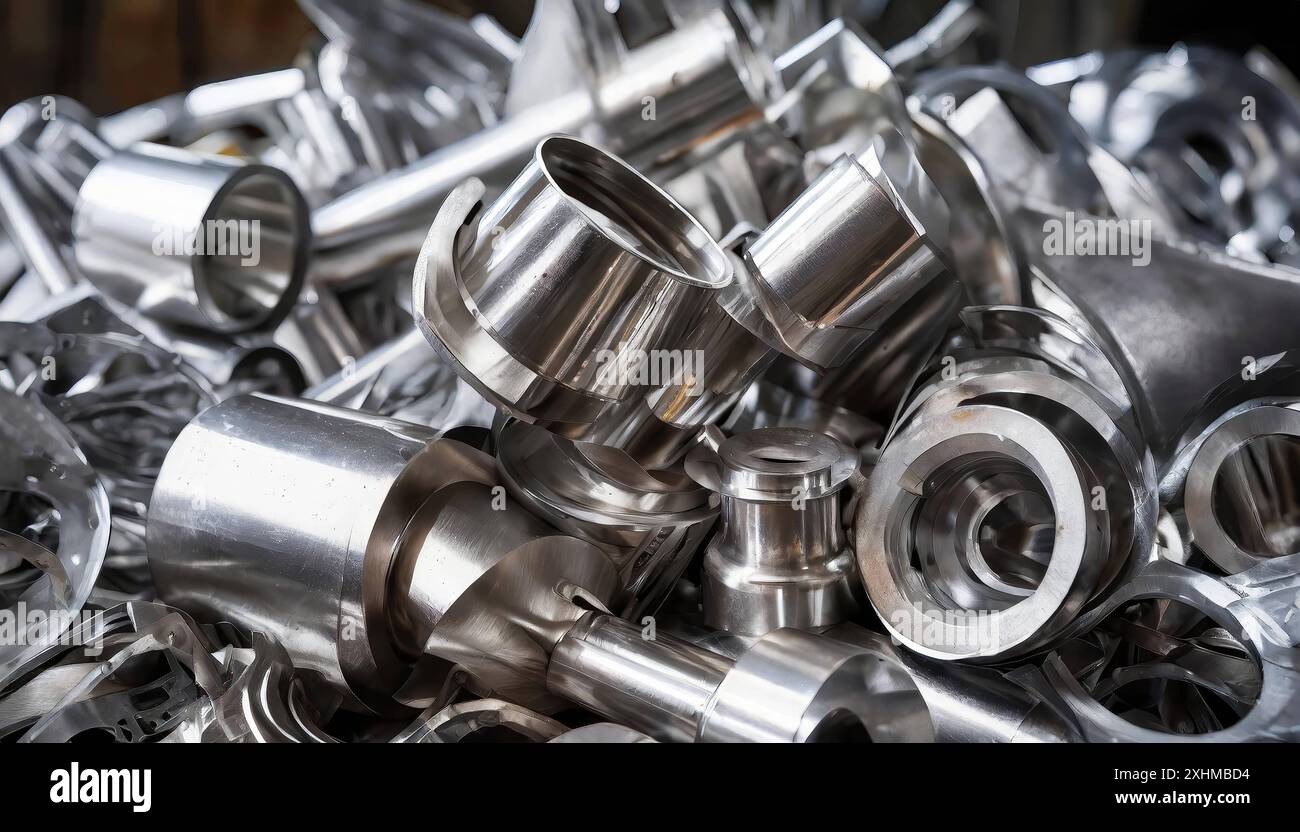 Metall, Werkstoff, verschiedene Werkteile aus Edelstahl Stock Photo - Alamy