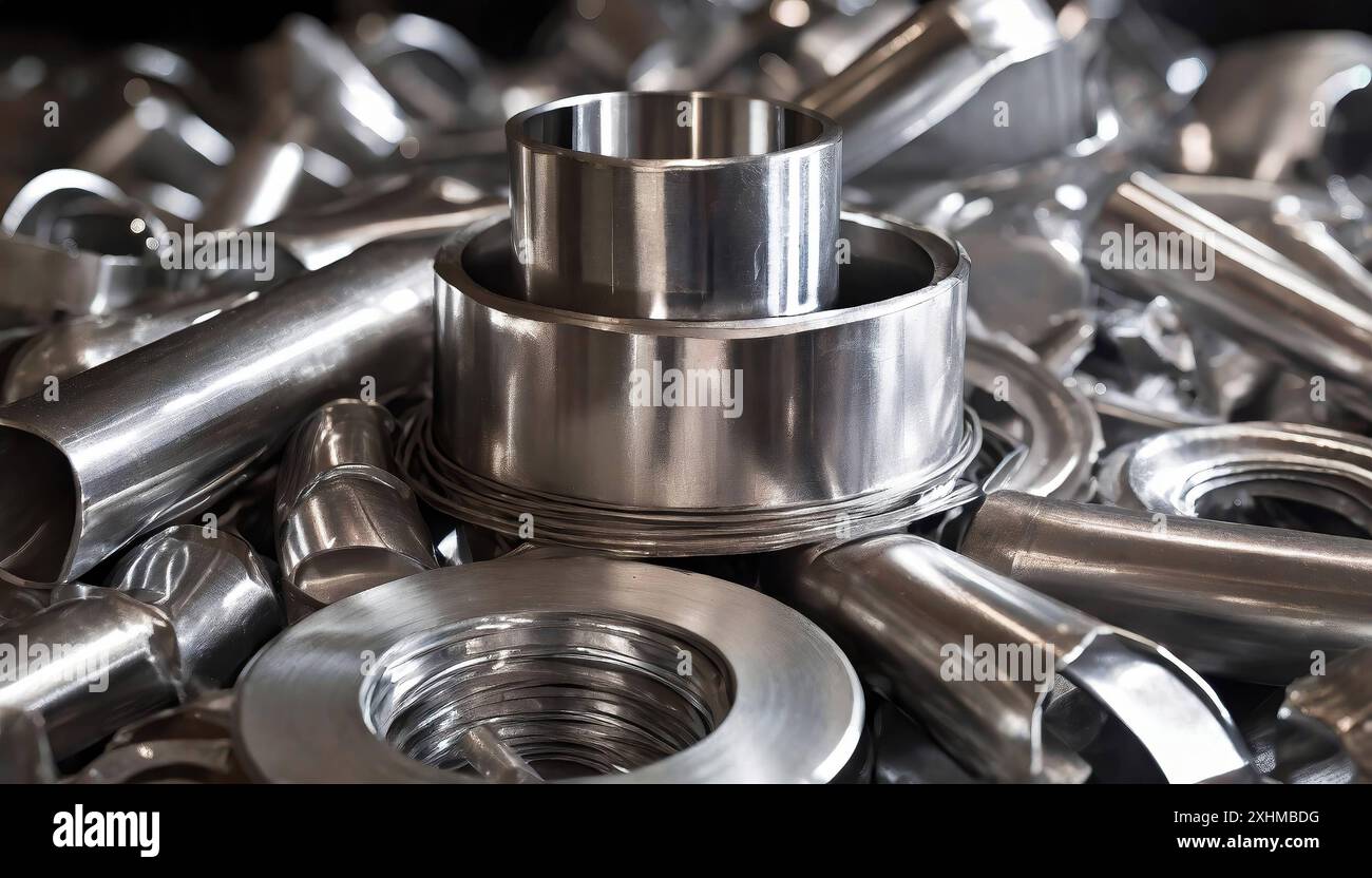 Metall, Werkstoff, verschiedene Werkteile aus Edelstahl Stock Photo - Alamy