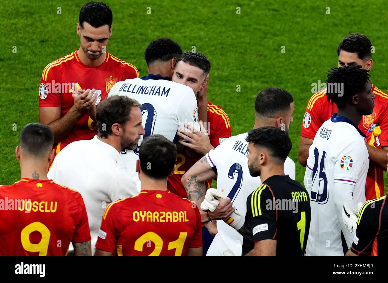 England's Jude Bellingham with Spain's Dani Carvajal following the UEFA ...