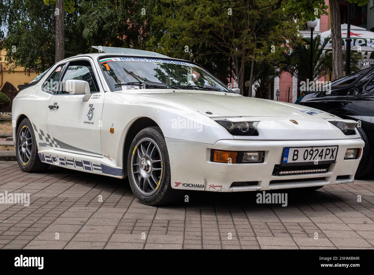 White retro Porsche 924 on Classic cars event in Pomorie, Bulgaria ...
