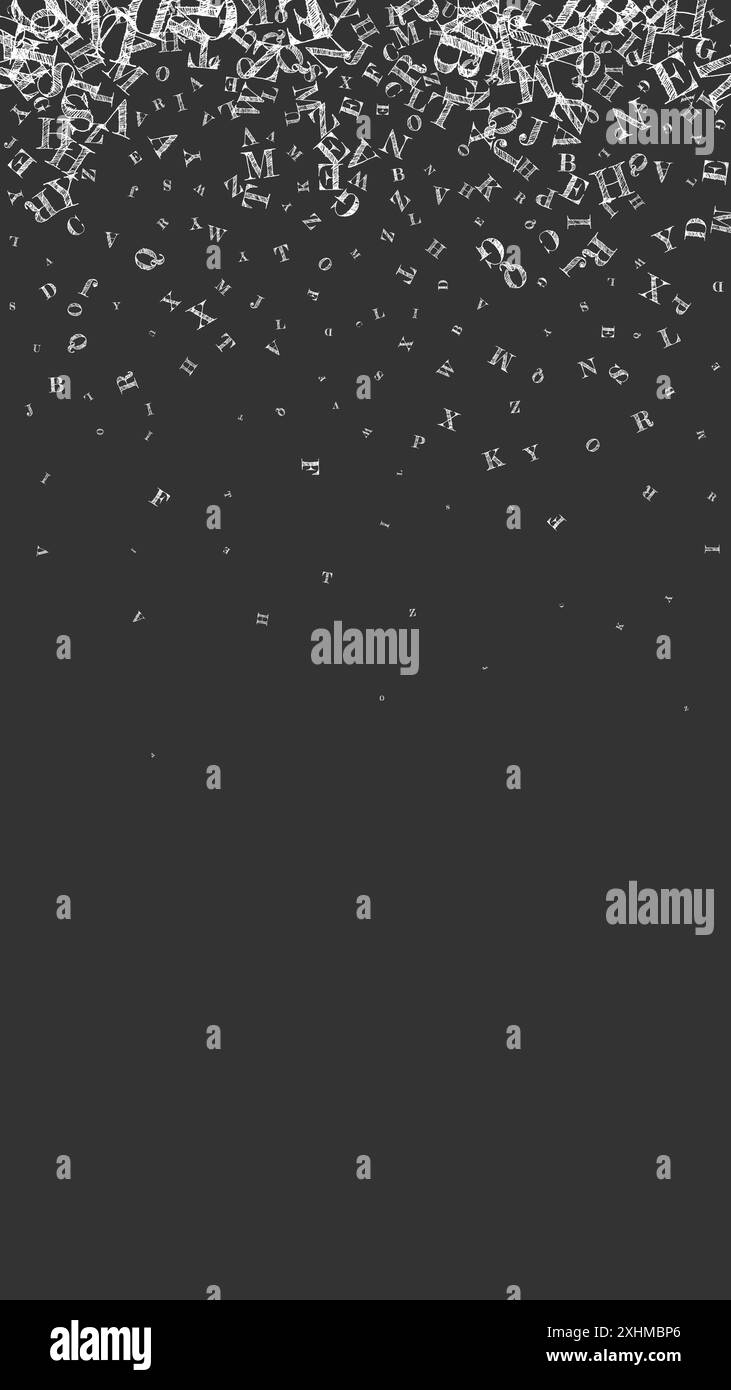 Concept of school background. White chalk falling letters of English ...