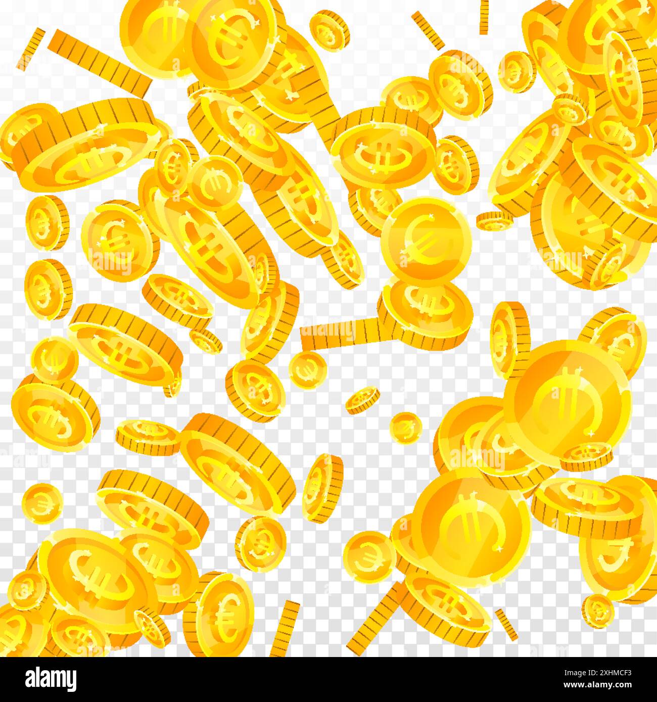 European Union Euro coins falling. Scattered gold EUR coins. Europe ...