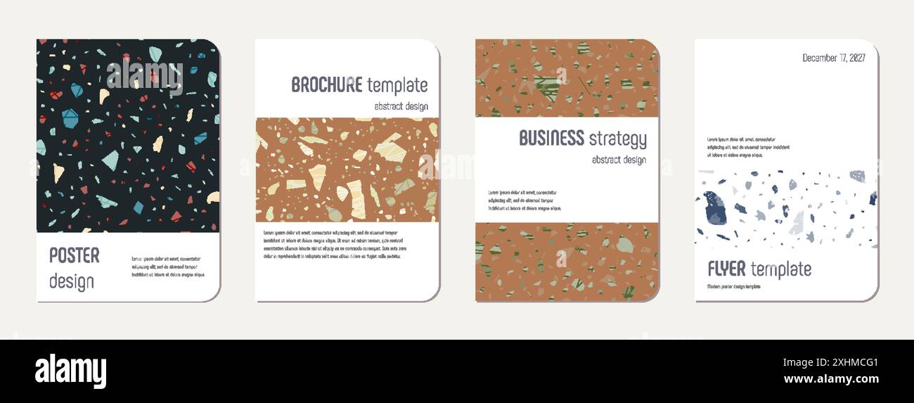 Notebook cover design. Terrazzo abstract background made of natural ...