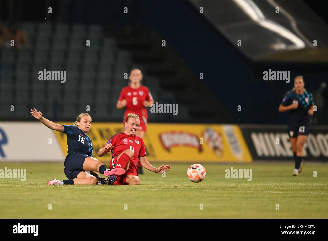 KARLOVAC, CROATIA - 12 JULY 2024: Croatia's Ella Ljustina battles for ...