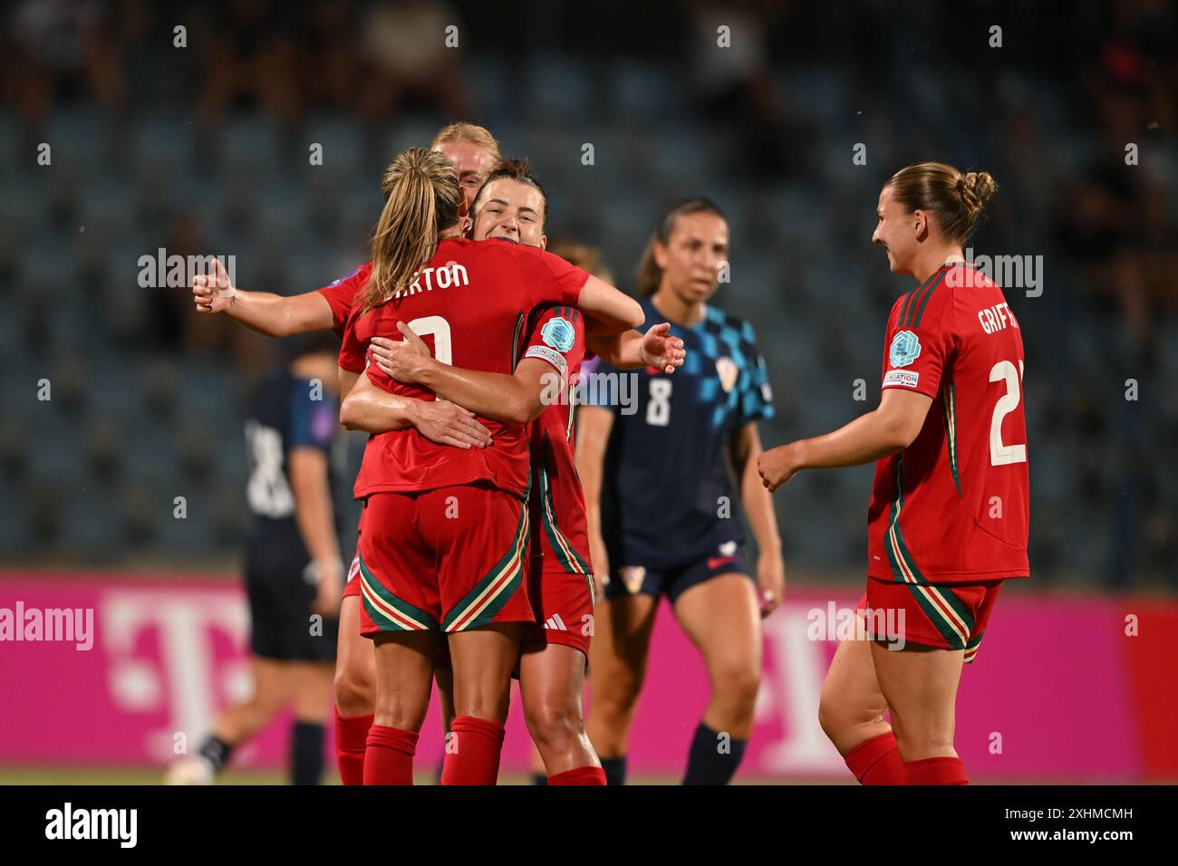 KARLOVAC, CROATIA - 12 JULY 2024: Wales' Kayleigh Barton celebrates ...