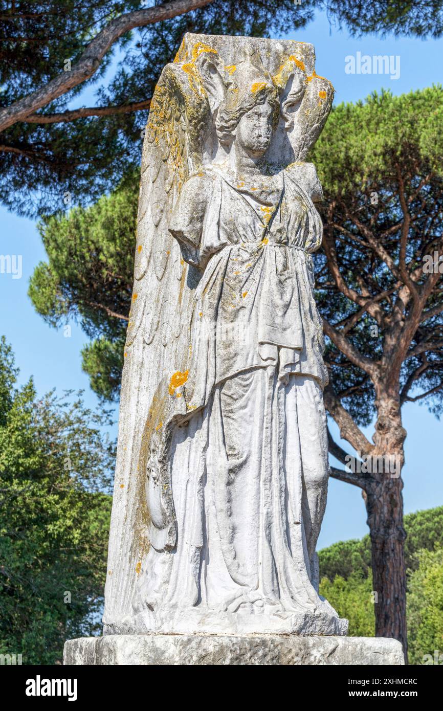 Roman statue of goddess Minerva or Winged Victory - located in Ostia ...