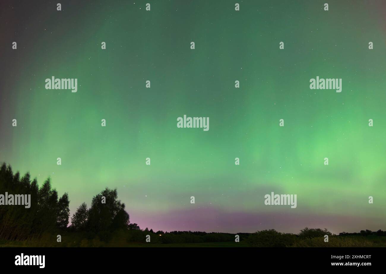 Colorful Aurora Over the Lithuania sky. Northern Lights Aurora Borealis ...