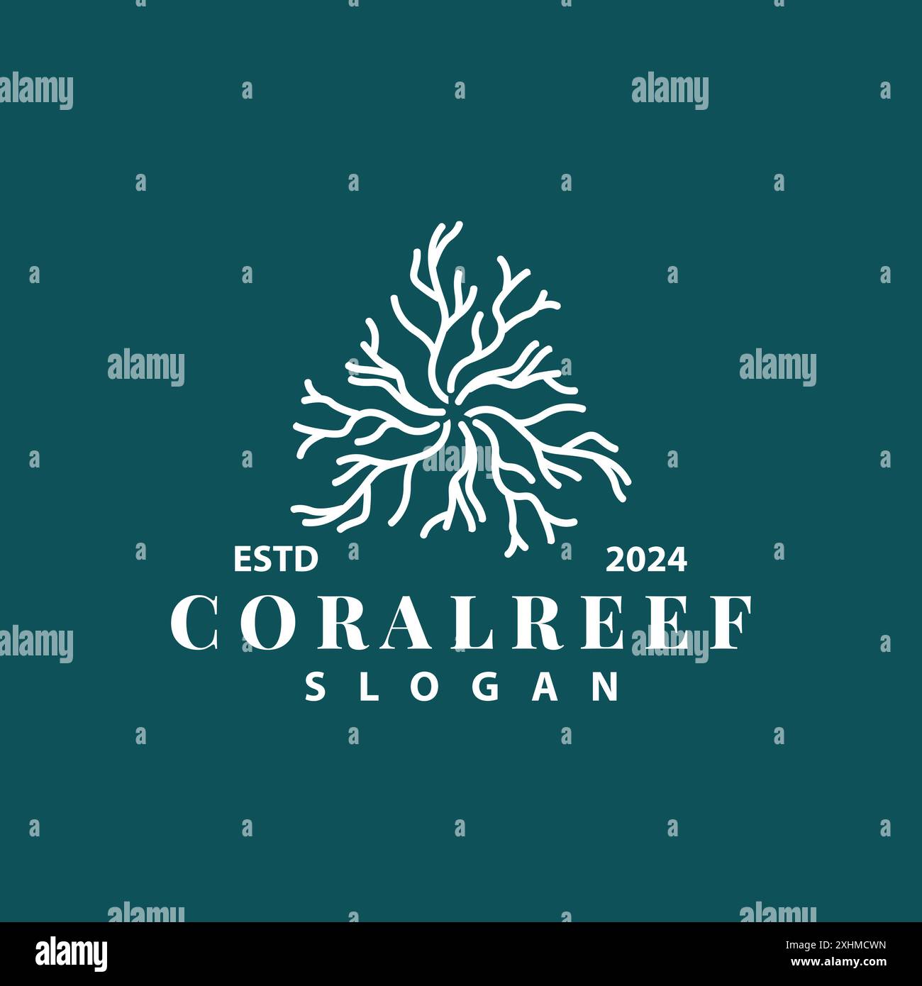 Coral reef logo vector silhouette sea fish habitat simple beautiful sea ...