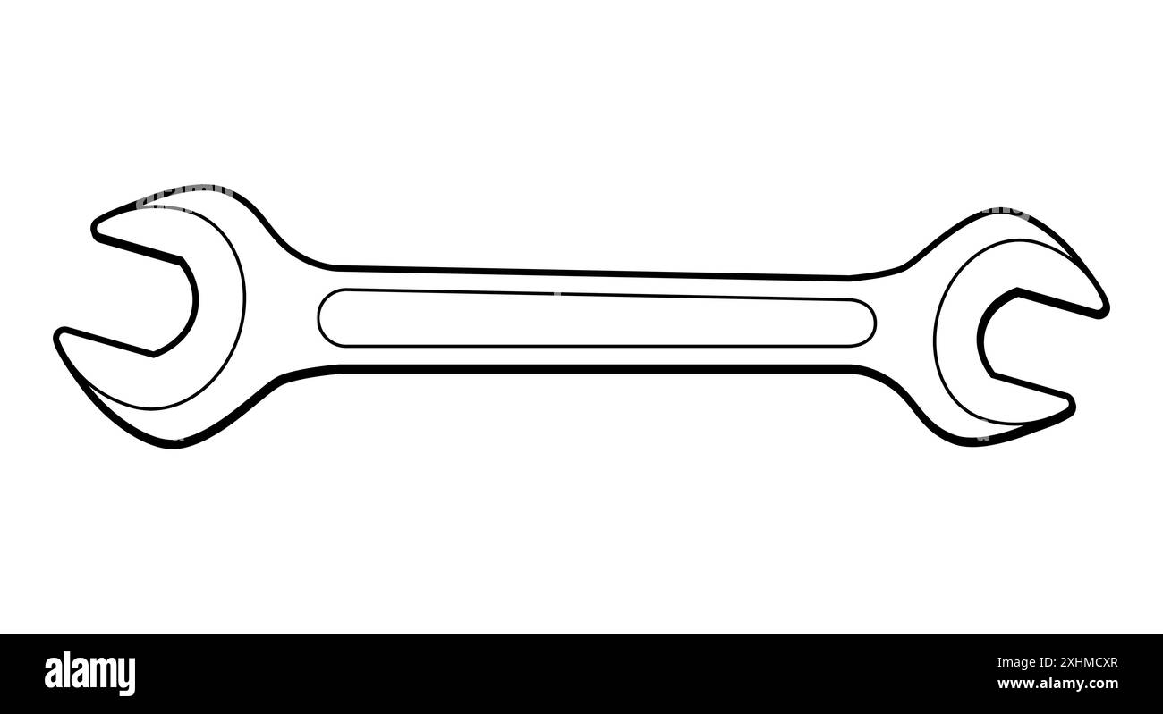 wrench, black and white vector illustration of hand tool spanner Stock ...