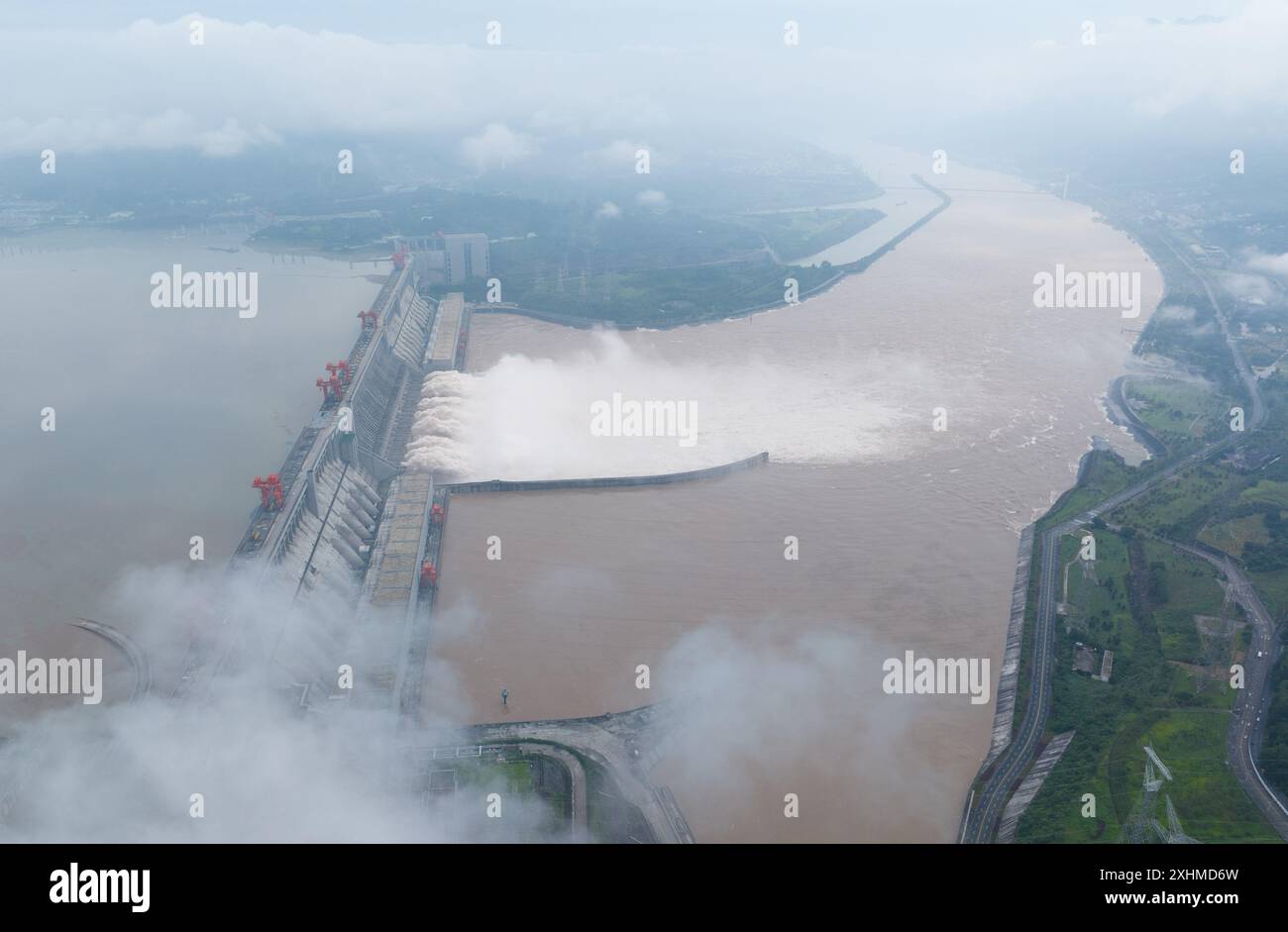 YICHANG, CHINA - JULY 14, 2024 - Nine holes are opened to release flood ...