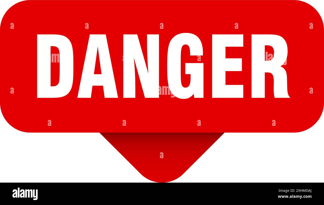 danger sticker. danger sign on transparent background. rectangular ...