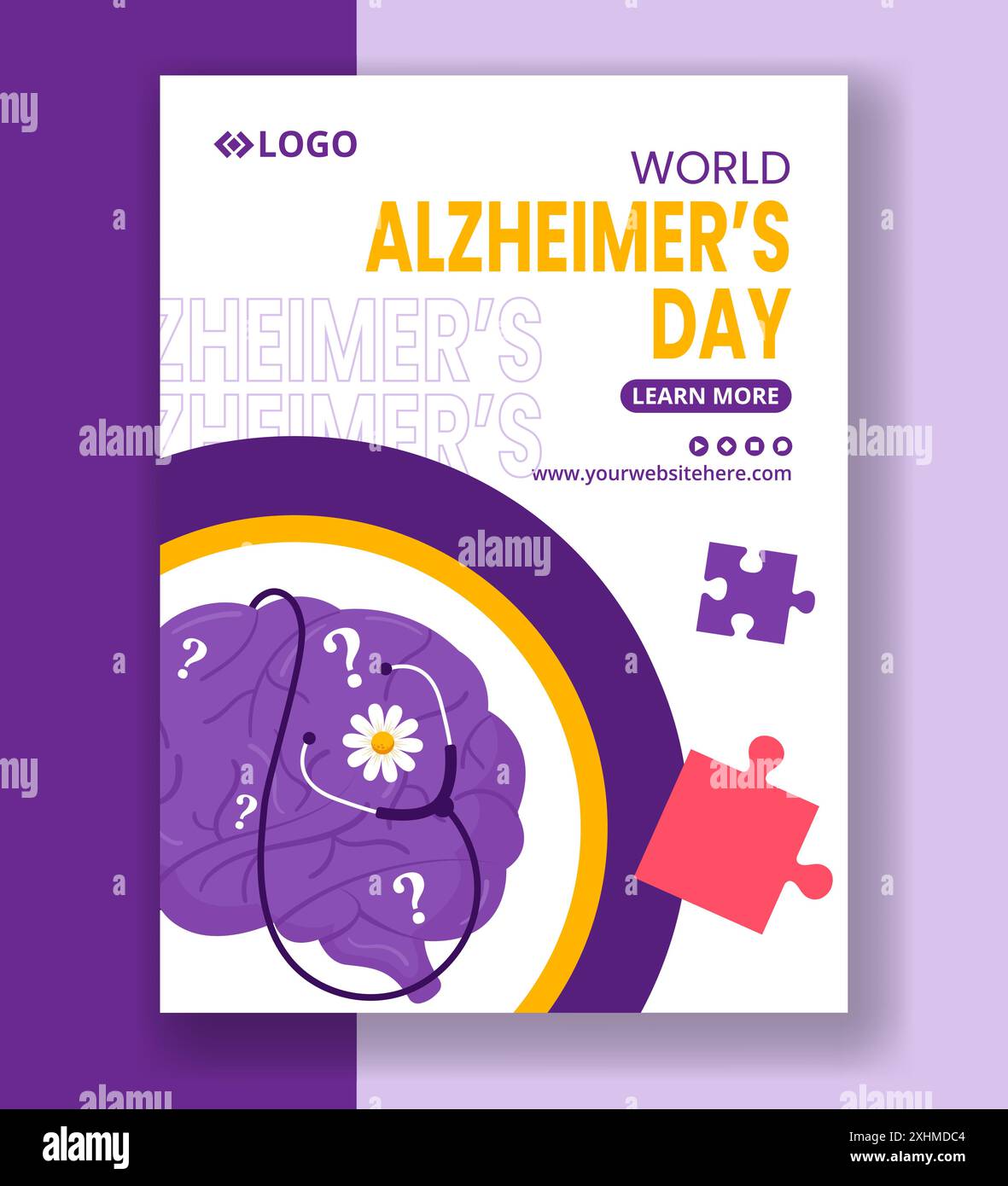 Alzheimer's Day Vertical Poster Flat Cartoon Hand Drawn Templates ...