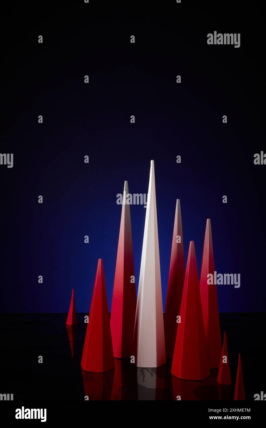 Red pyramids transitioning into white Stock Photo - Alamy