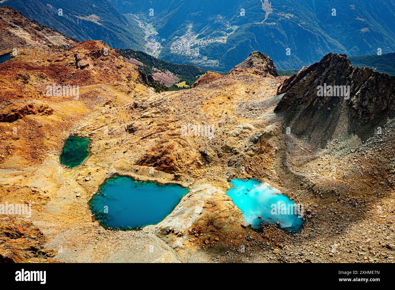 Aerial panoramic view of alpine lakes on mountain ridge Stock Photo - Alamy