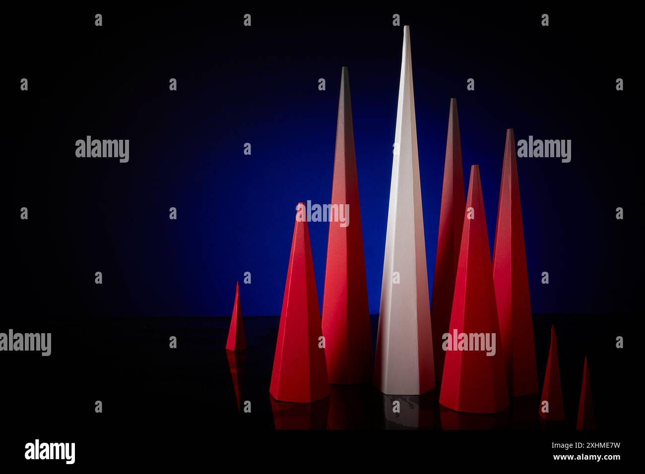 Red pyramids transitioning into white Stock Photo - Alamy