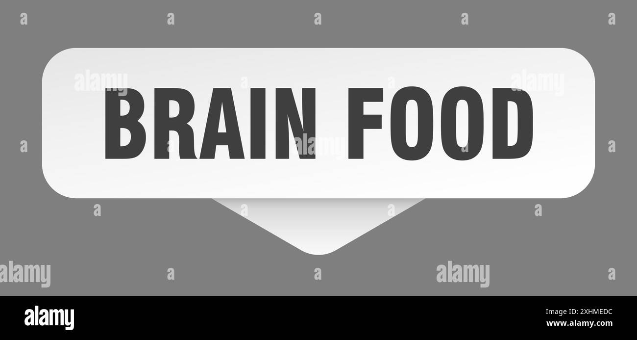 brain food sticker. brain food sign isolated on gray background ...