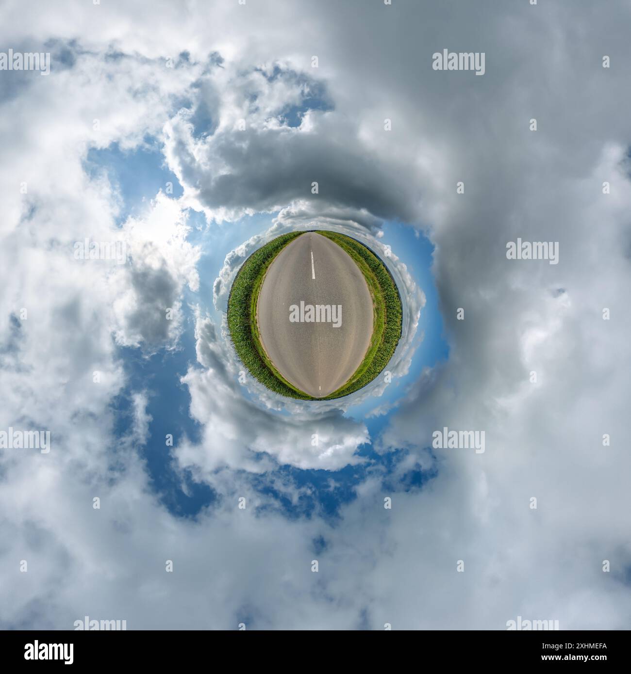 simple little tiny planet without buildings in blue sky with beautiful ...