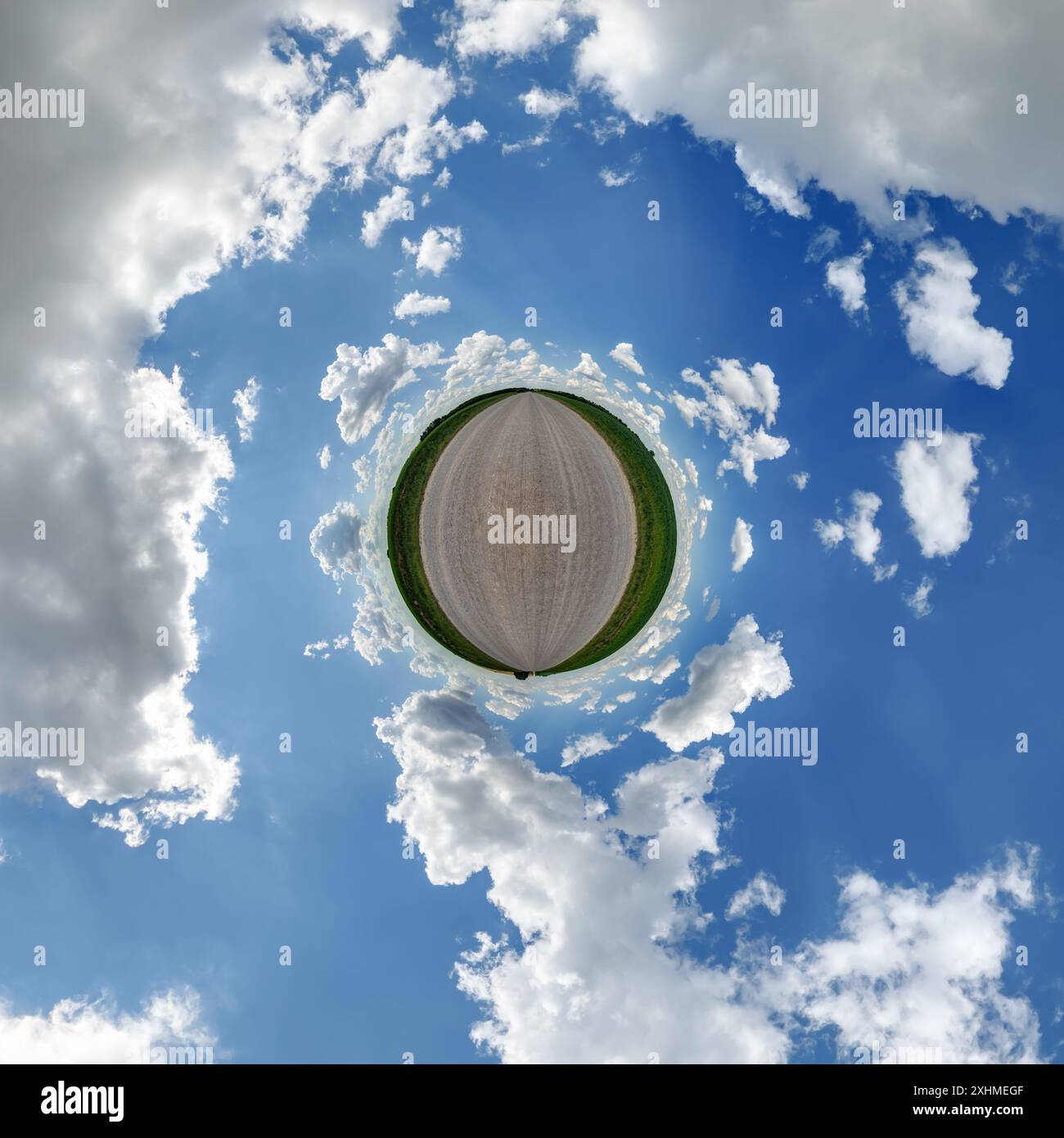 simple little tiny planet without buildings in blue sky with beautiful ...