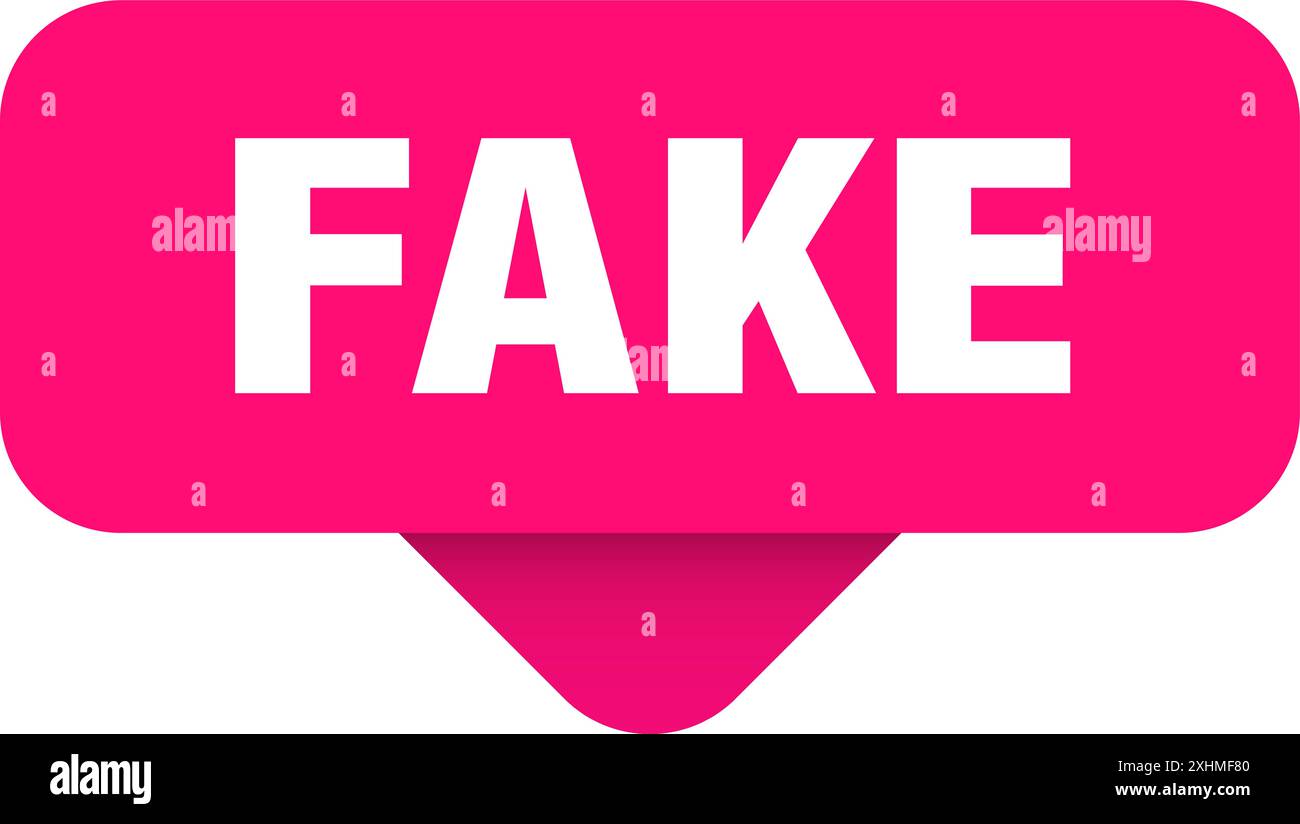 fake sticker. fake sign on transparent background. rectangular button ...