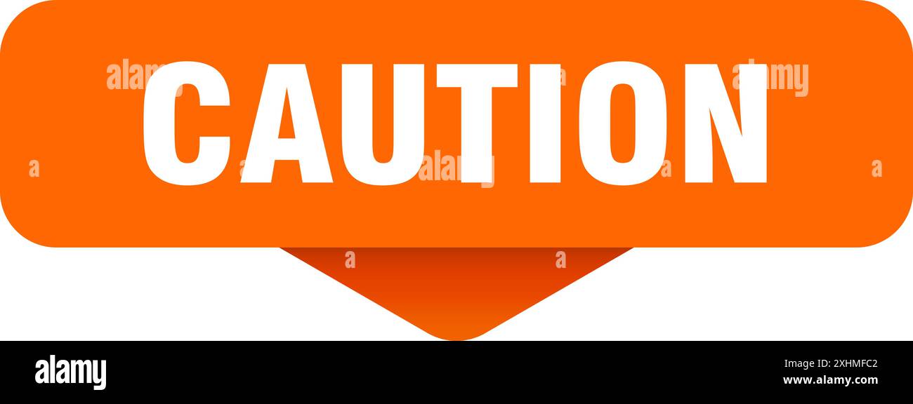 caution sticker. caution sign on transparent background. rectangular ...
