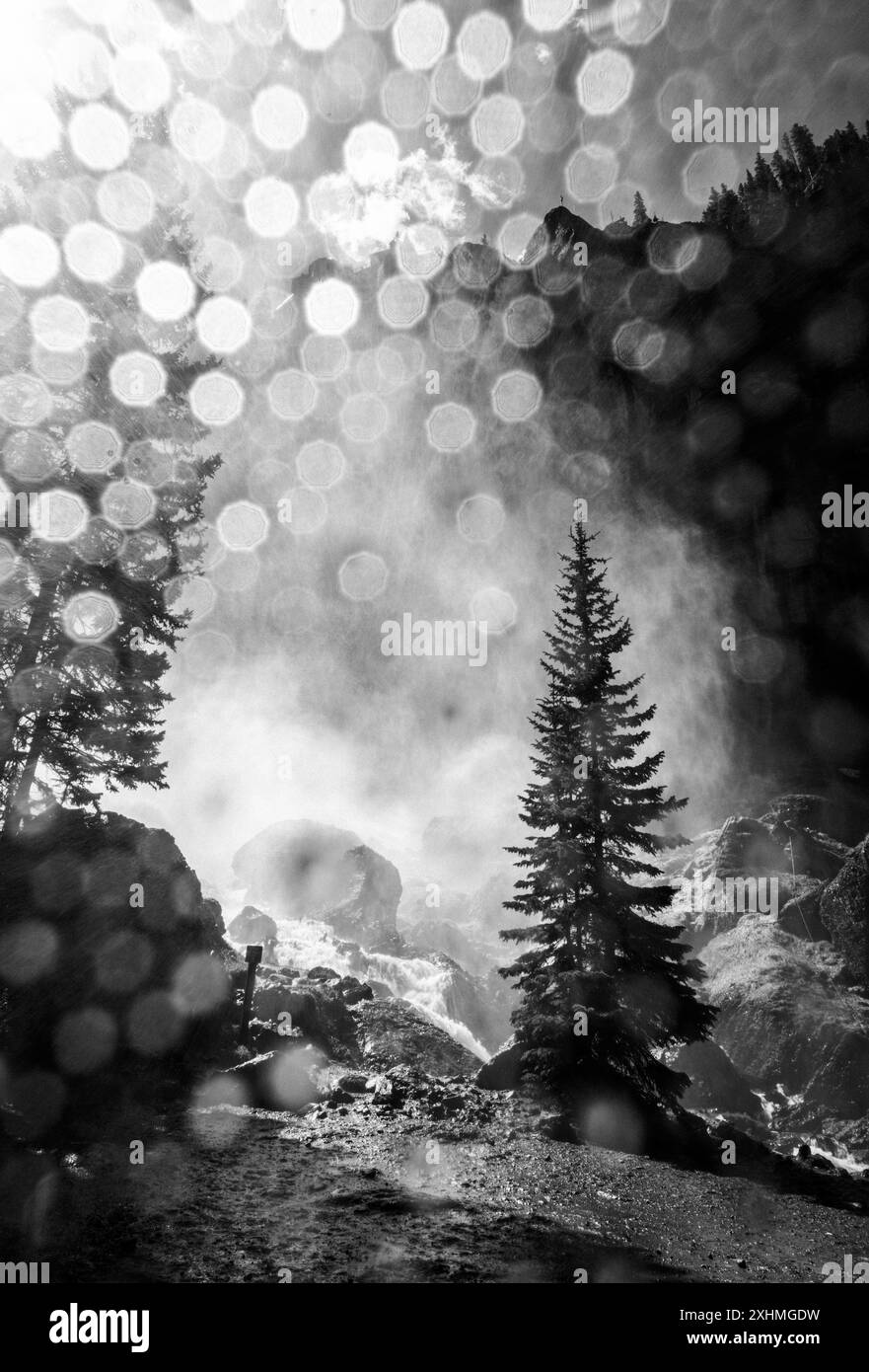 water droplets on lens at base of waterfall, Telluride, Colorado Stock ...