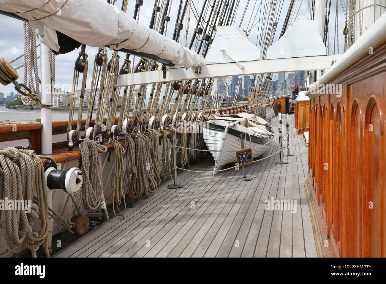 Top deck of the Cutty Sark, the famous sailing ship at Geenwich, London ...