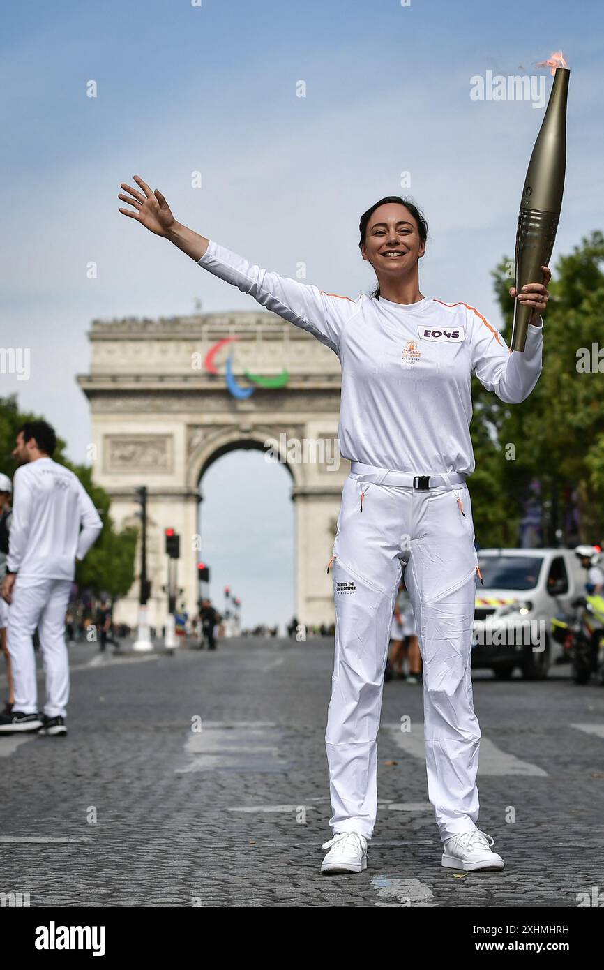 Paris, France. 15th July, 2024. French pastry chef Nina Metayer holds ...