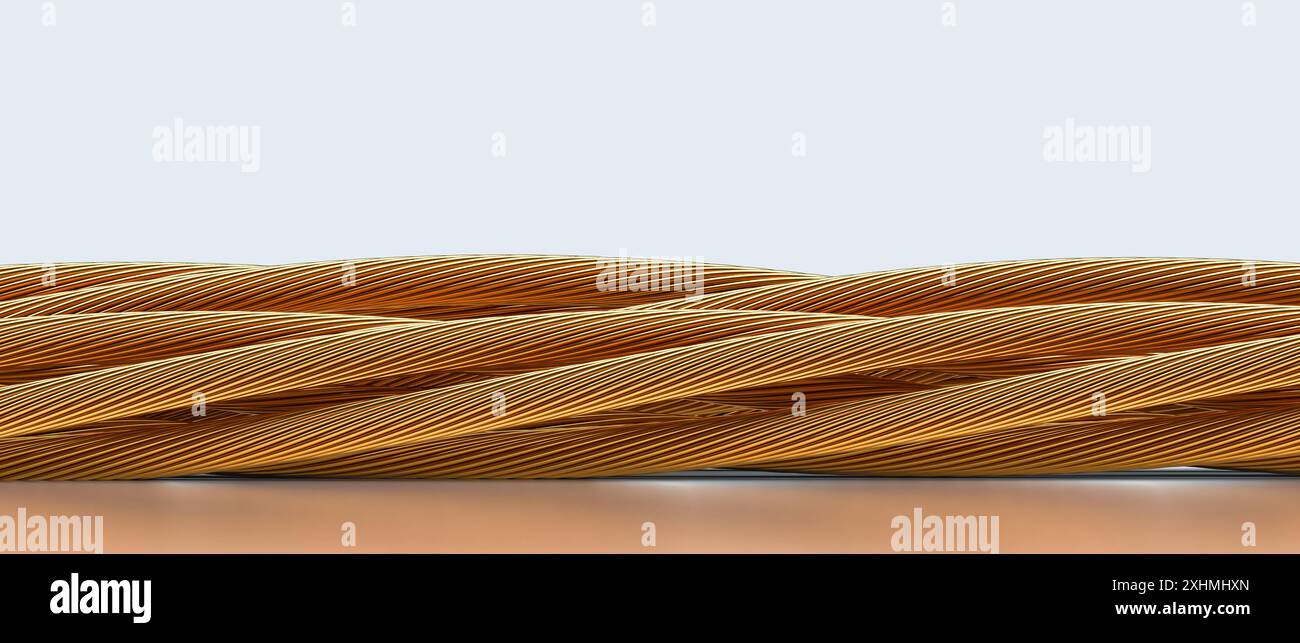Multiple shiny copper cables wavy pattern 3d render background Stock ...