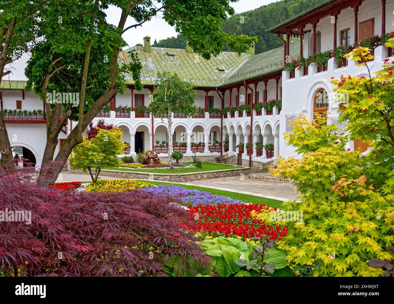 inner yard of the romanian-orthodox nunnery Agapia in the region ...