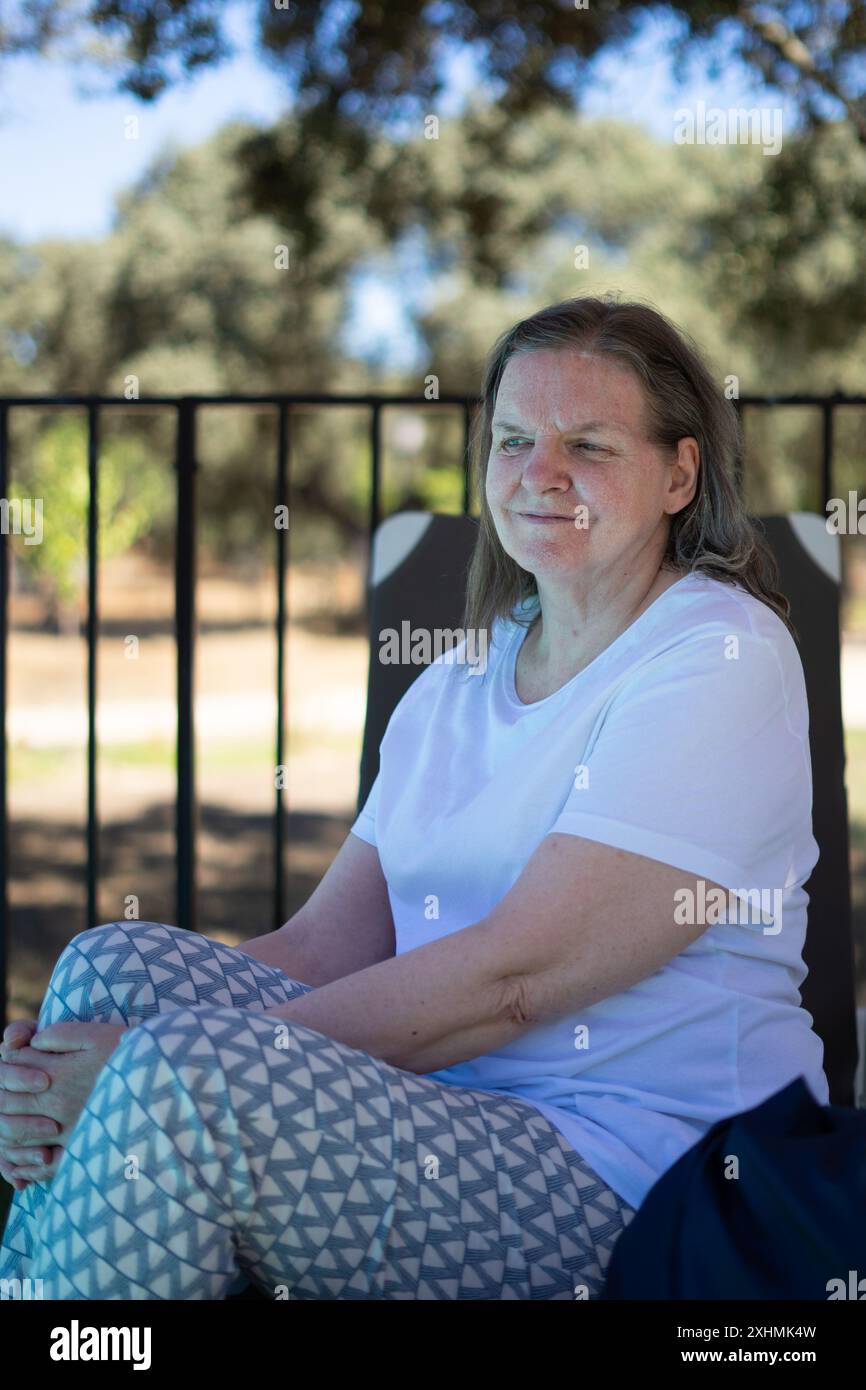 Portrait of woman over 60 years old enjoying outdoors on vacation Stock ...