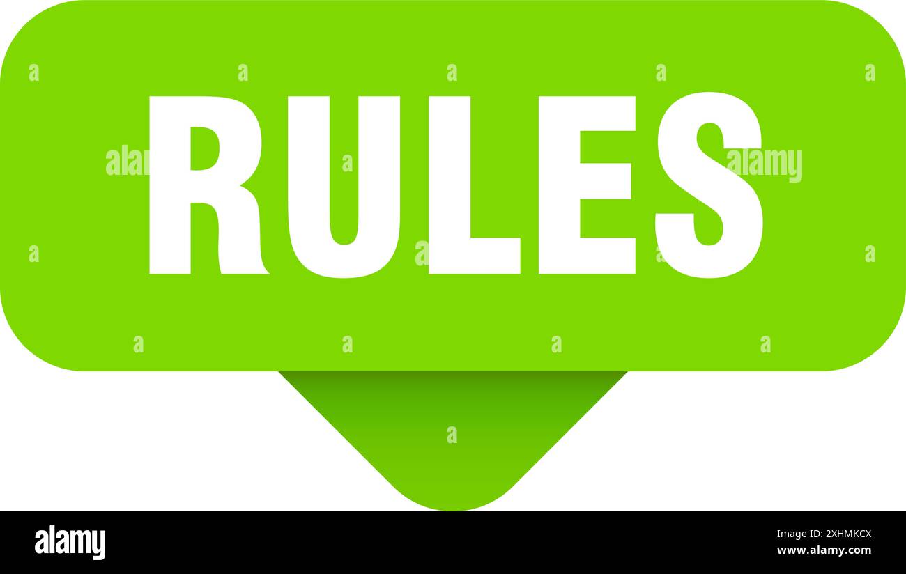 rules sticker. rules sign on transparent background. rectangular button ...