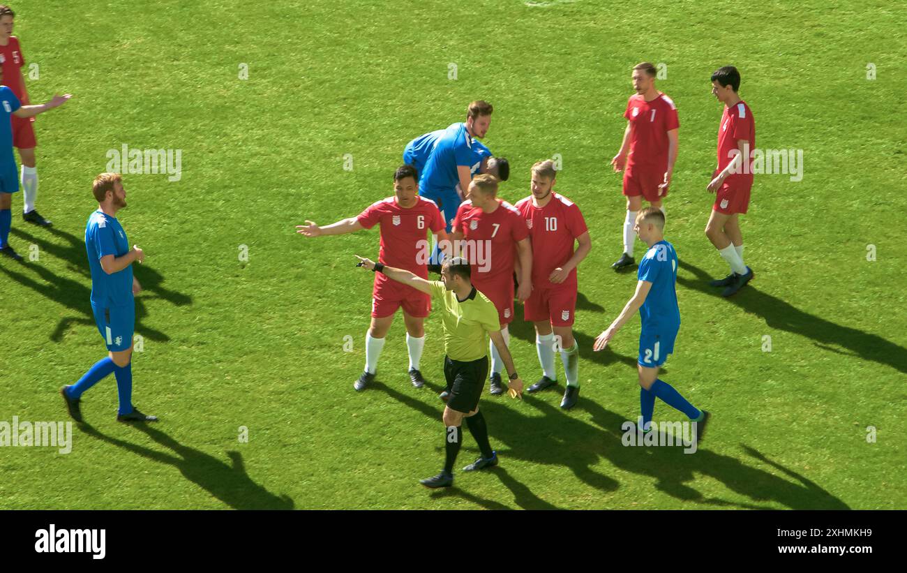 Soccer Football Championship Match: Referee Sees Foul, Gives Signal and ...
