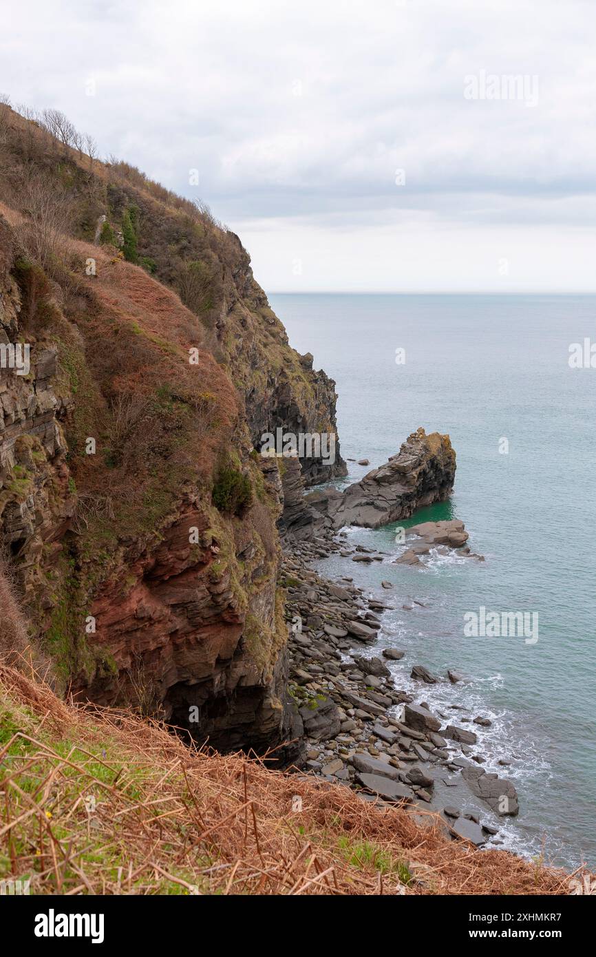 The North Devon coast at Wringcliff Bay, Valley of Rocks, Devon, UK ...