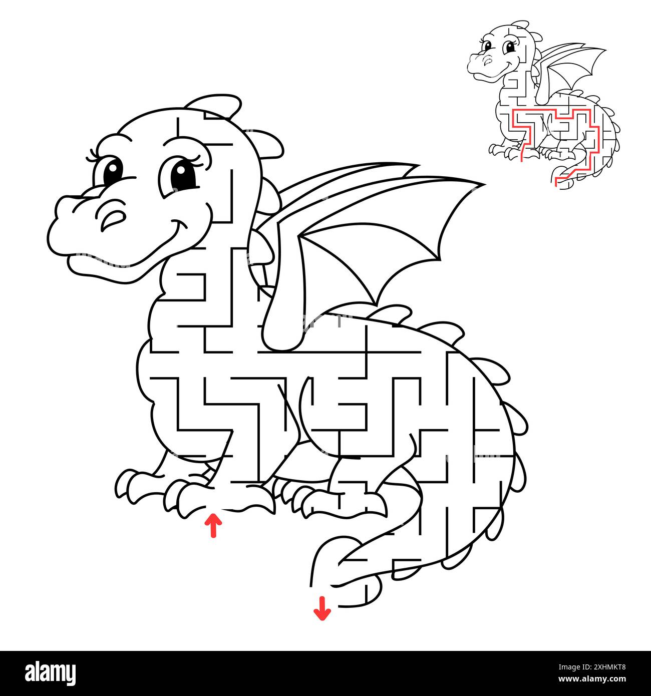 Dragon maze. Game for kids. Puzzle for children. Labyrinth conundrum ...