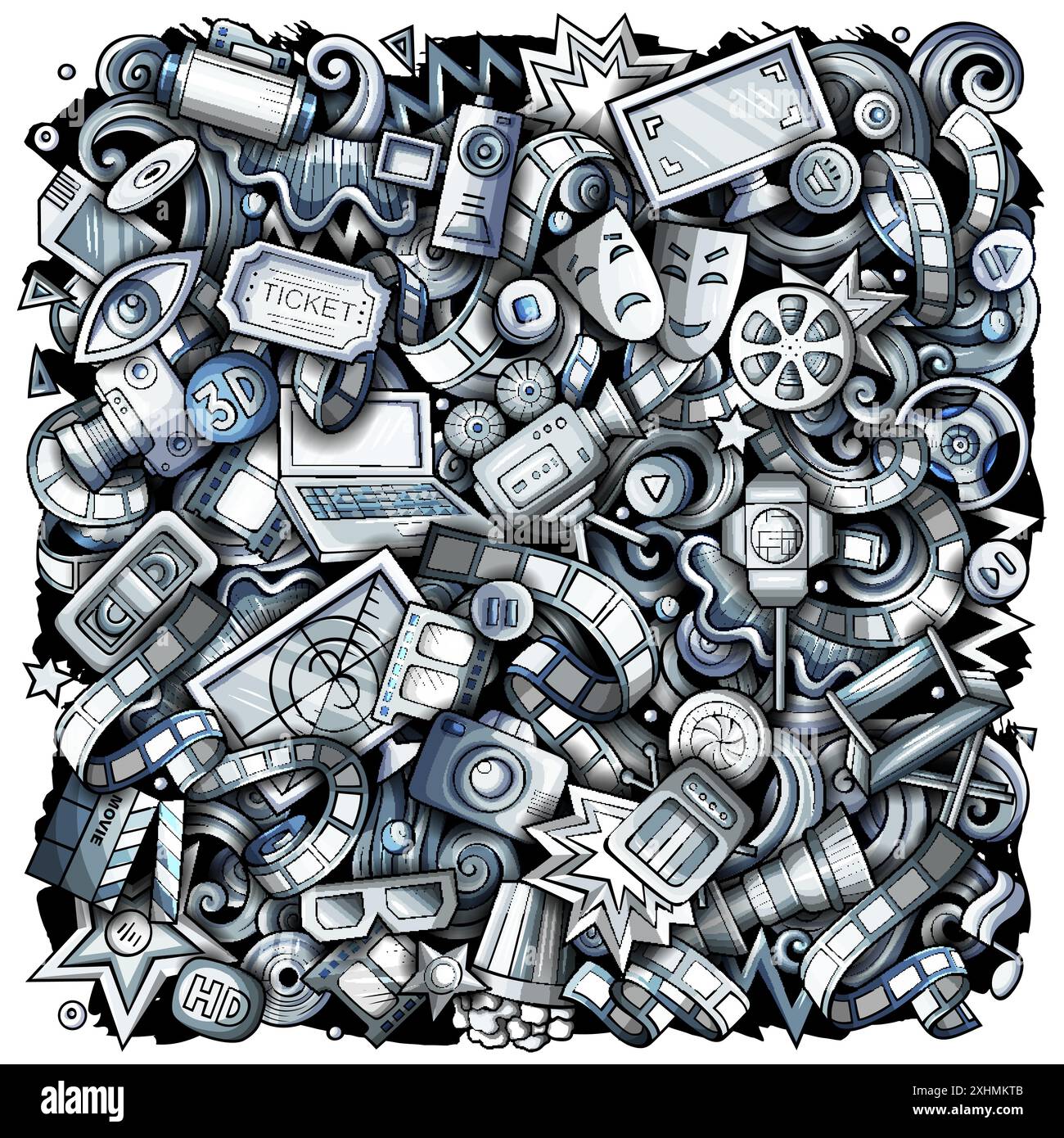 Cinema cartoon vector doodle design Stock Vector Image & Art - Alamy