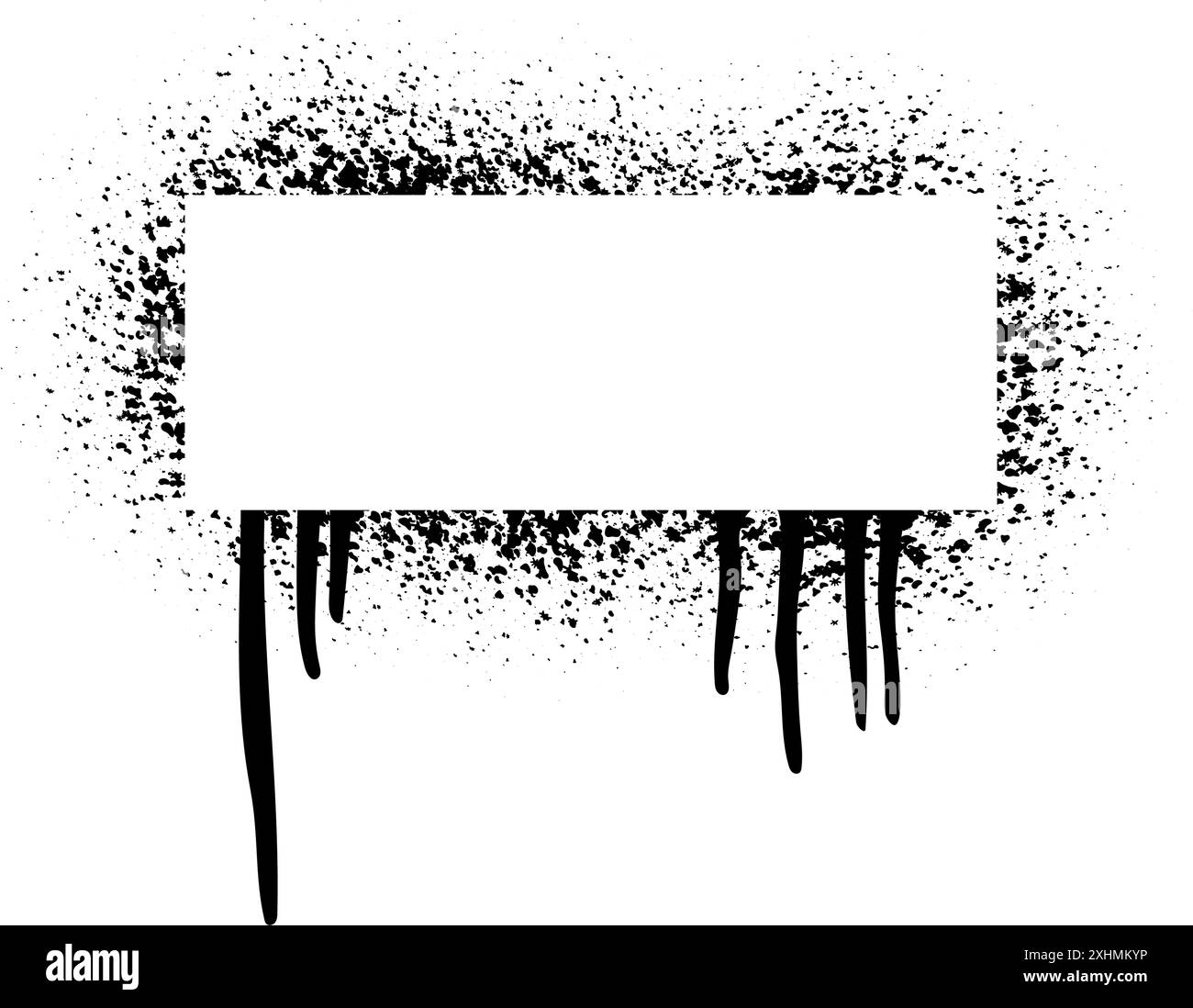 Spray paint frame with splatters and drips. Grunge rectangular stencil ...