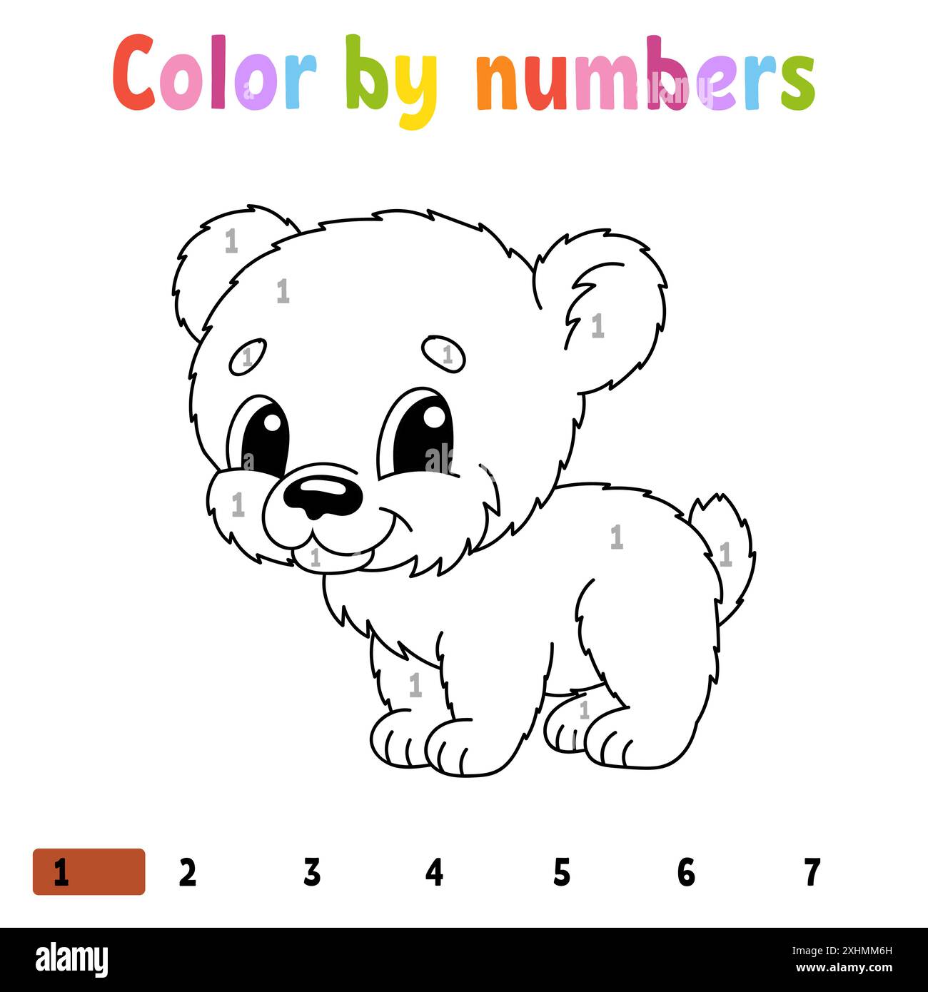Color by numbers. Coloring book for kids. Vector illustration. cartoon ...