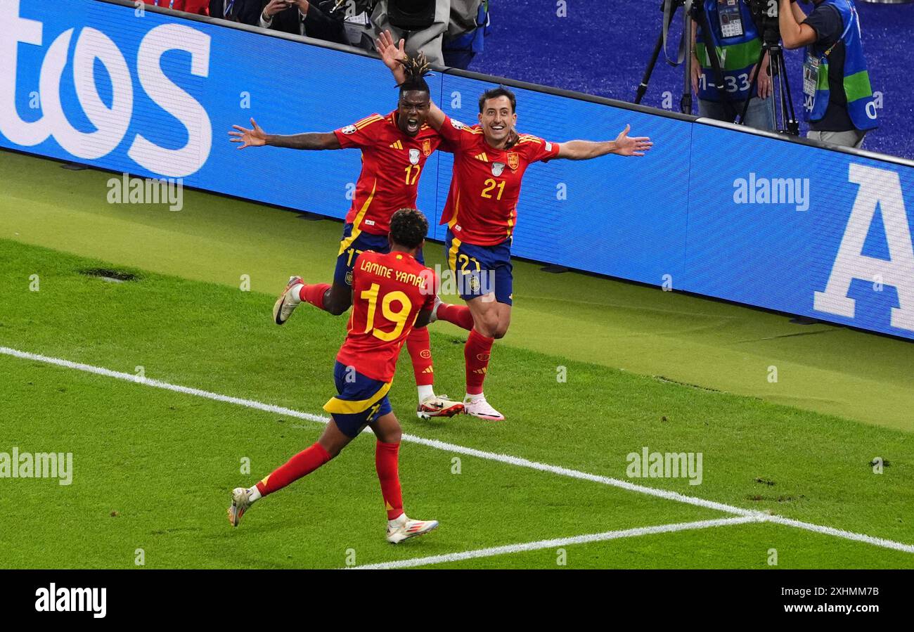 Spain's Mikel Oyarzabal celebrates scoring his sides second goal with ...
