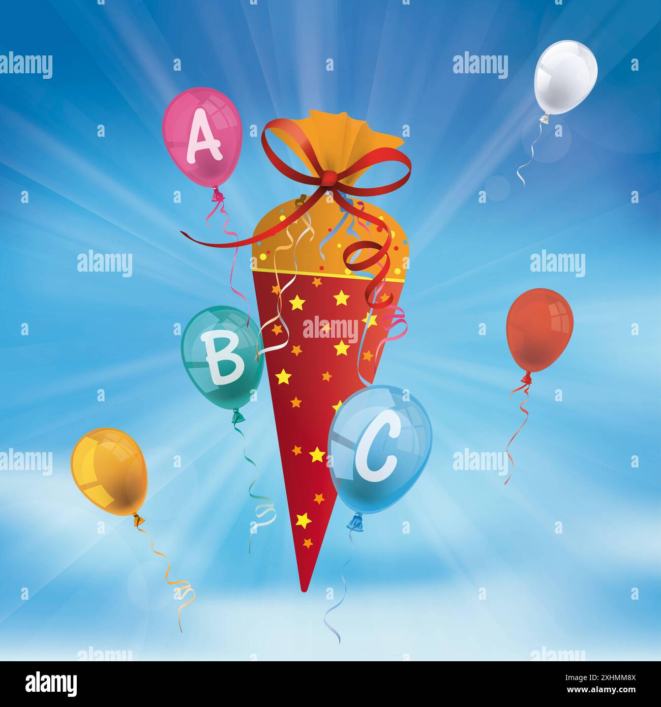 Candy Cone Balloons ABC Blue Sky Colored balloons with a german school ...