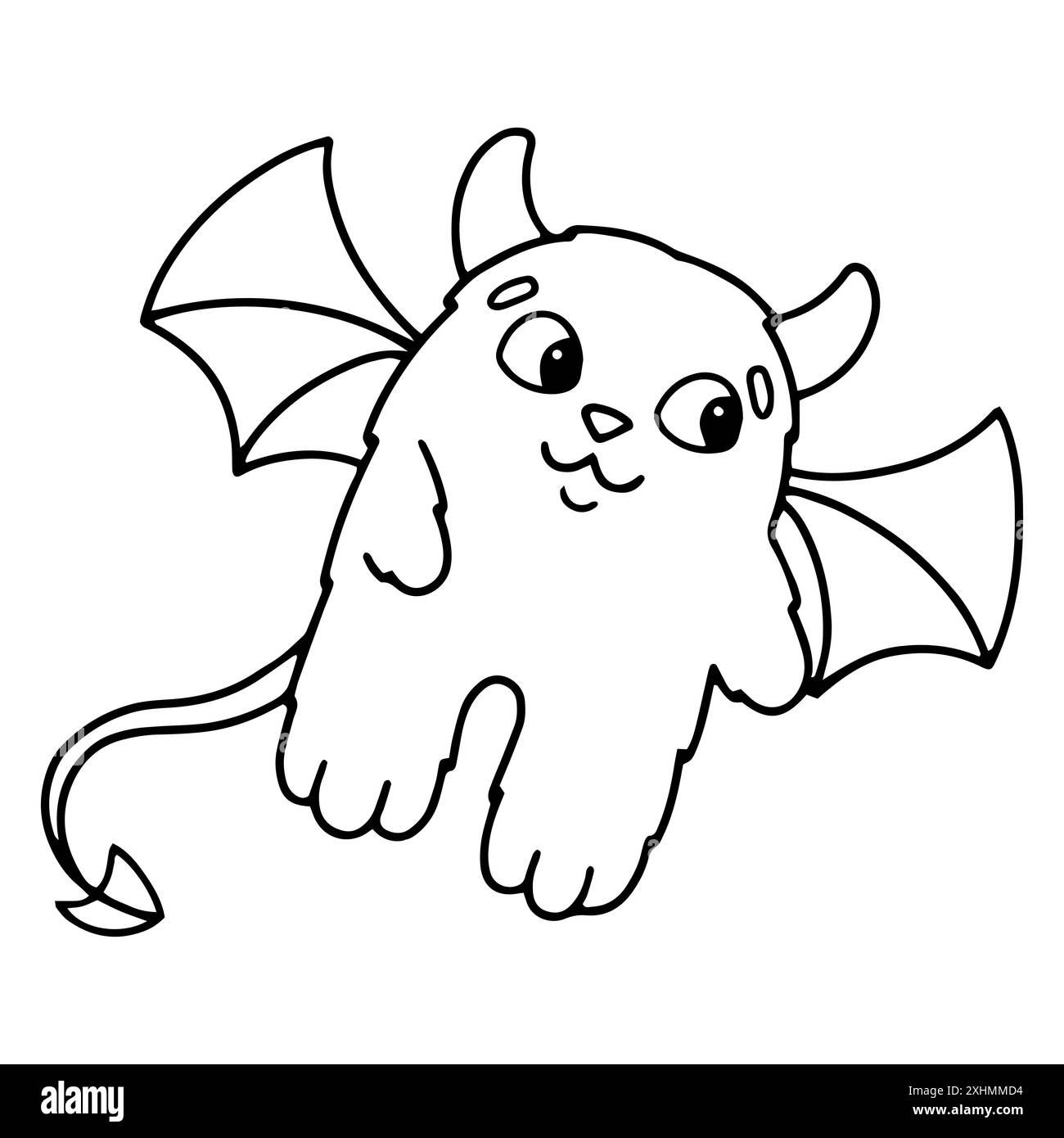 Cute imp. Coloring book page for kids. Cartoon style character. Vector ...